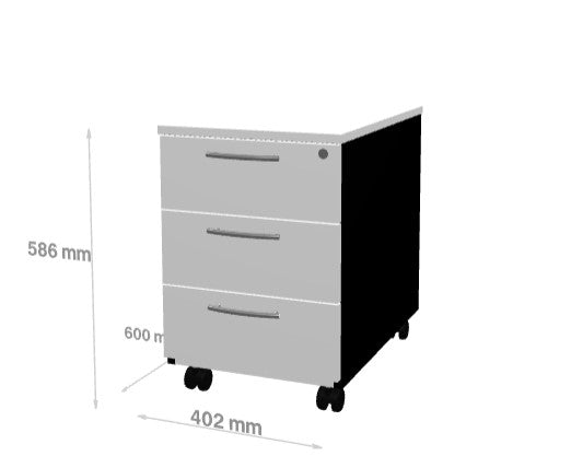 Caisson Mobile avec poignée 3 tiroirs MDD – Luccioni Mobilier